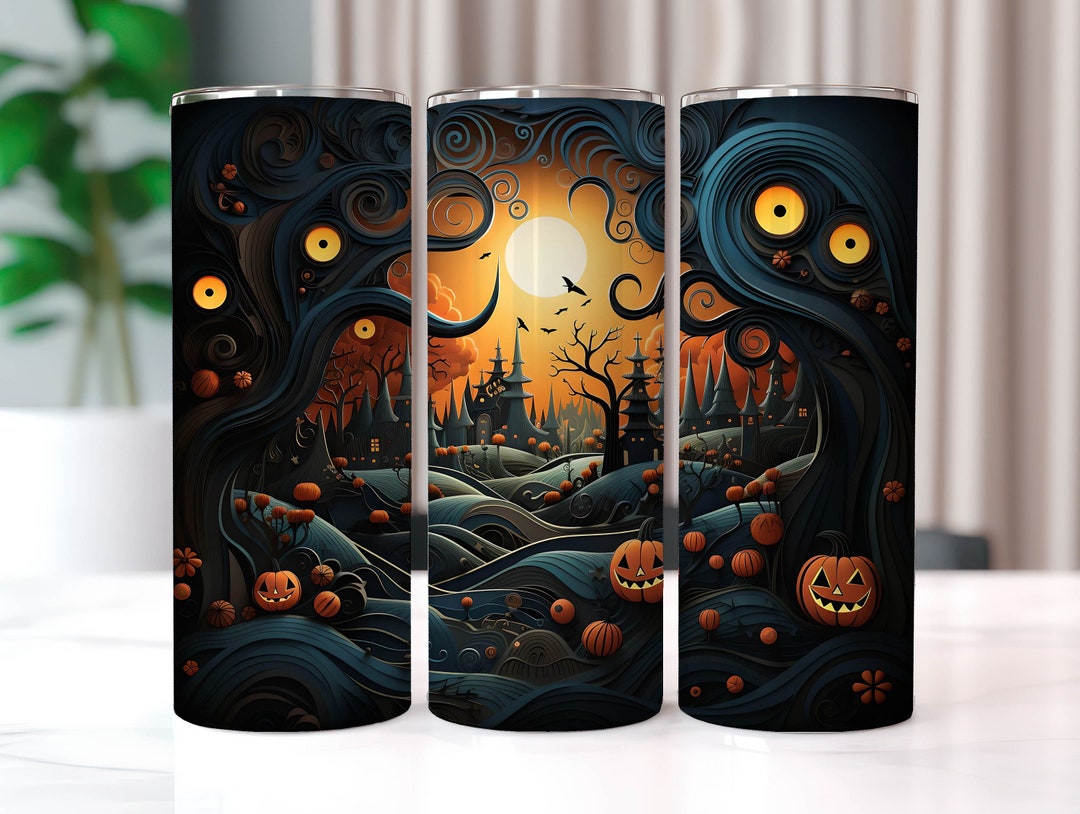 3D Halloween Pumpkins Tumbler Wrap, 20 Oz Skinny Tumbler Sublimation ...