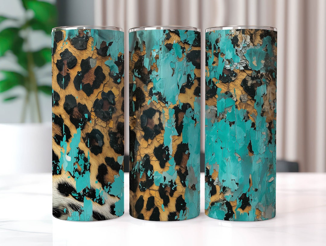 Teal Cheetah Print Tumbler Wrap, 20 Oz Tumbler Sublimation Designs ...