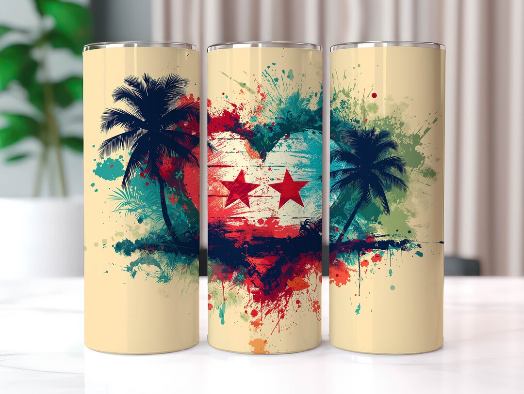 Heart Puerto Rico Tumbler Wrap, 20 Oz Tumbler Sublimation Designs ...