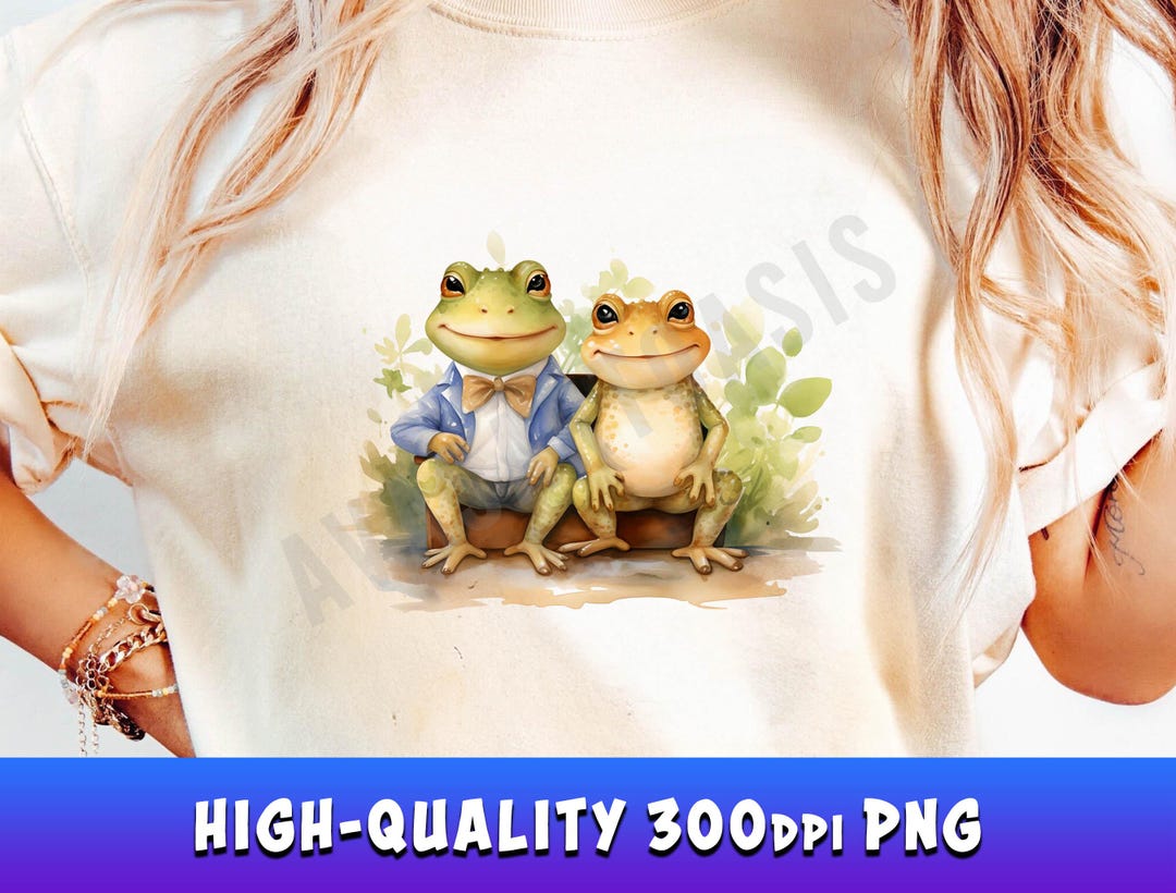 Watercolor Frog and Toad PNG Sublimation Design, Frog and Toad PNG in ...