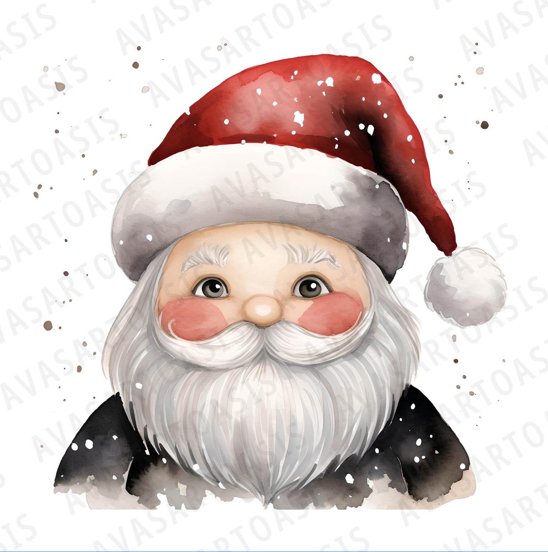 Cute Watercolor Santa Clipart 300dpi PNG Santa Claus PNG - Etsy