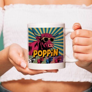 Retro Pop Art Poppin Highland Cow PNG, Western Png, Mother's Day Png ...