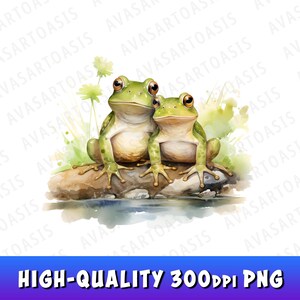 Cute Frogs Watercolor Clip Art 300dpi PNG, Frog and Toad Clipart PNG ...