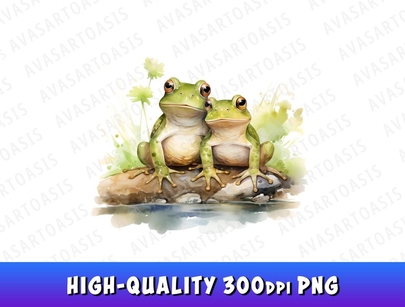 Cute Frogs Watercolor Clip Art 300dpi PNG, Frog and Toad Clipart PNG ...