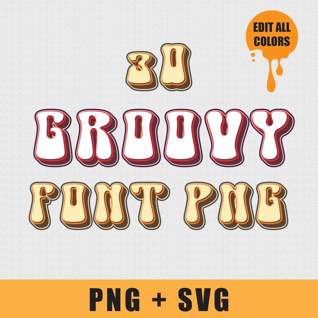 3D Retro Groovy Font PNG & SVG, Retro Font SVG, Retro Drop Shadow Font ...
