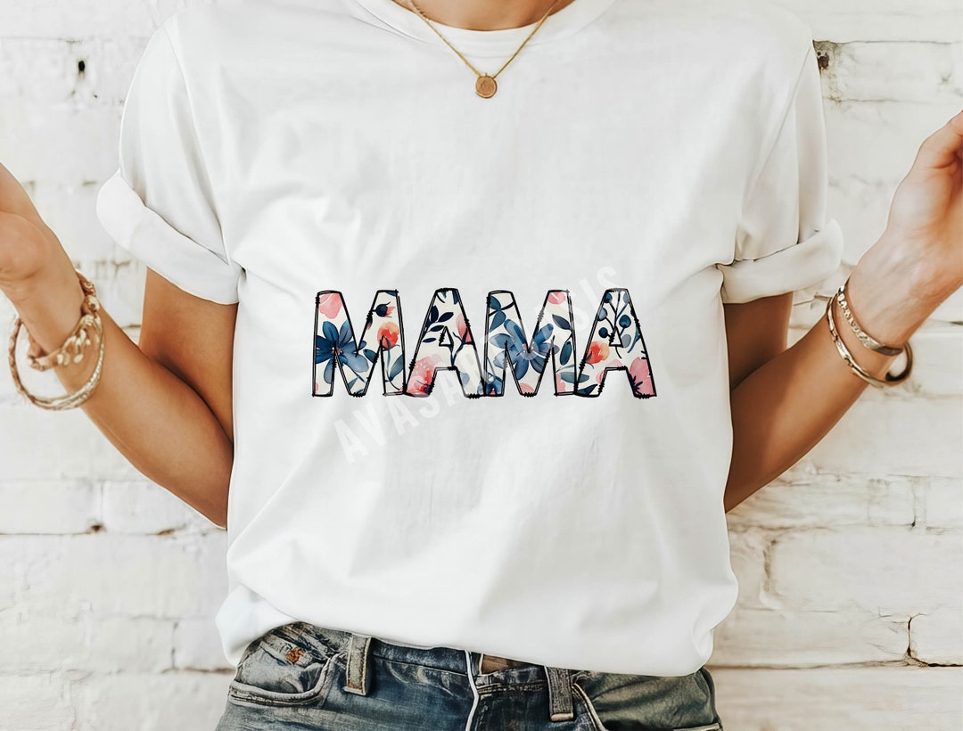 Floral Mama PNG in Doodle Font, Mom Life Png, Blessed Mom Png, Mothers ...