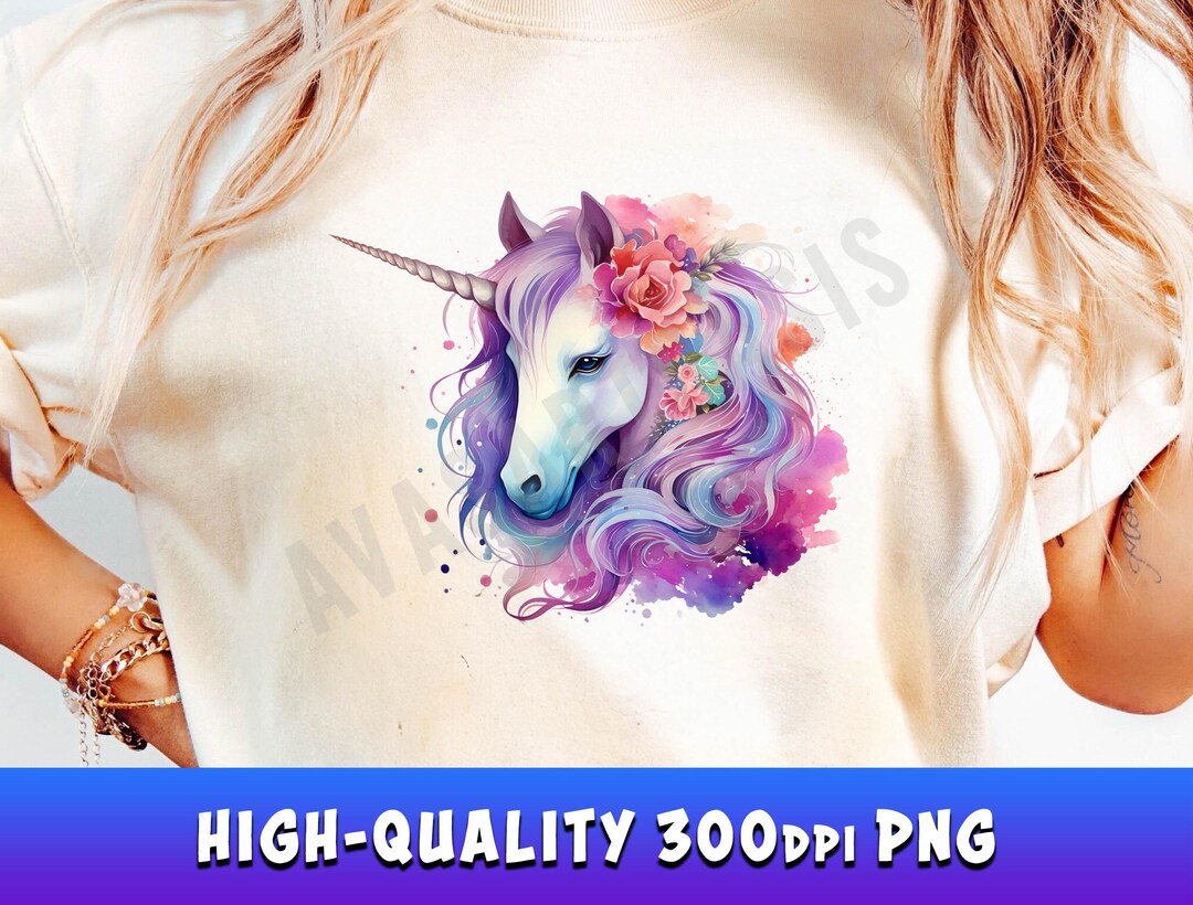 Colorful Rainbow Unicorn Clipart PNG in Watercolor, Unicorn Face ...