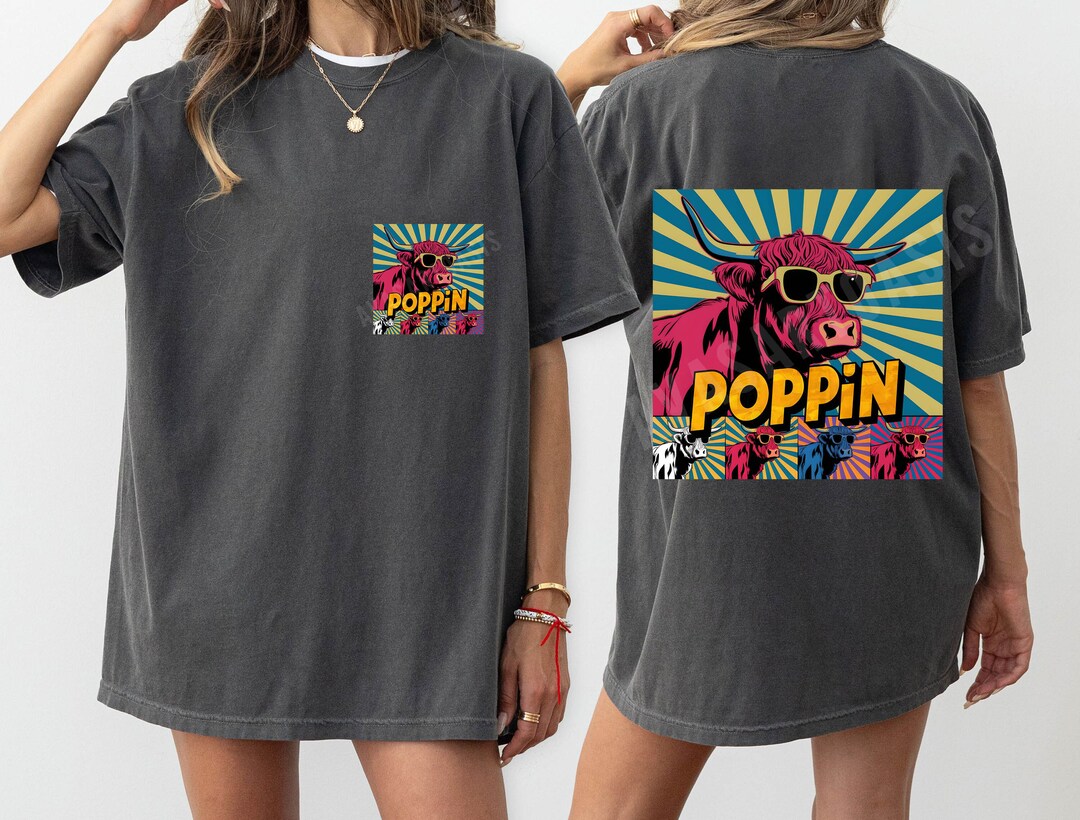 Retro Pop Art Poppin Highland Cow PNG, Western Png, Mother's Day Png ...