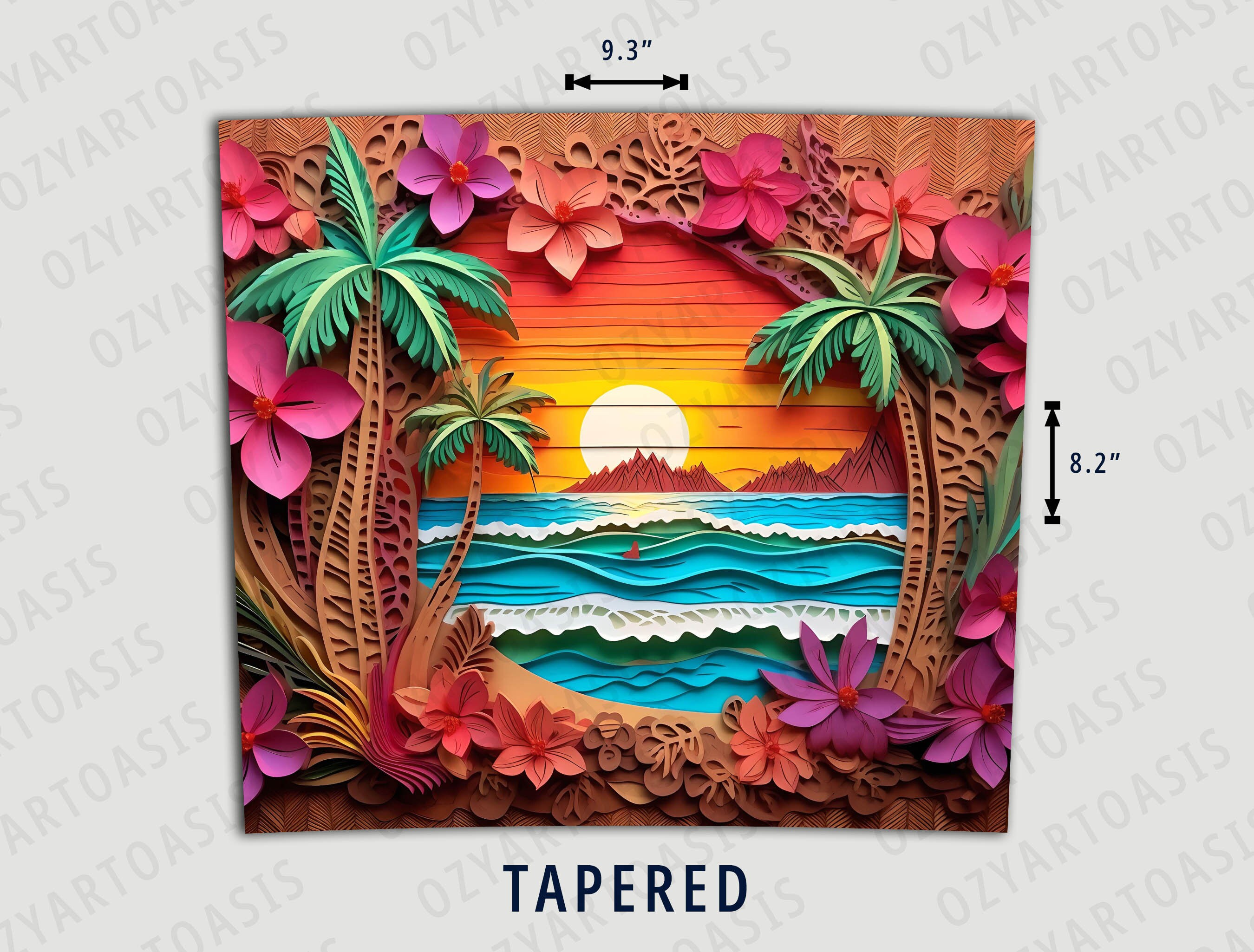 3D Hawaii With Flowers Paper Cutout 20 Oz Skinny Tumbler Sublimation ...