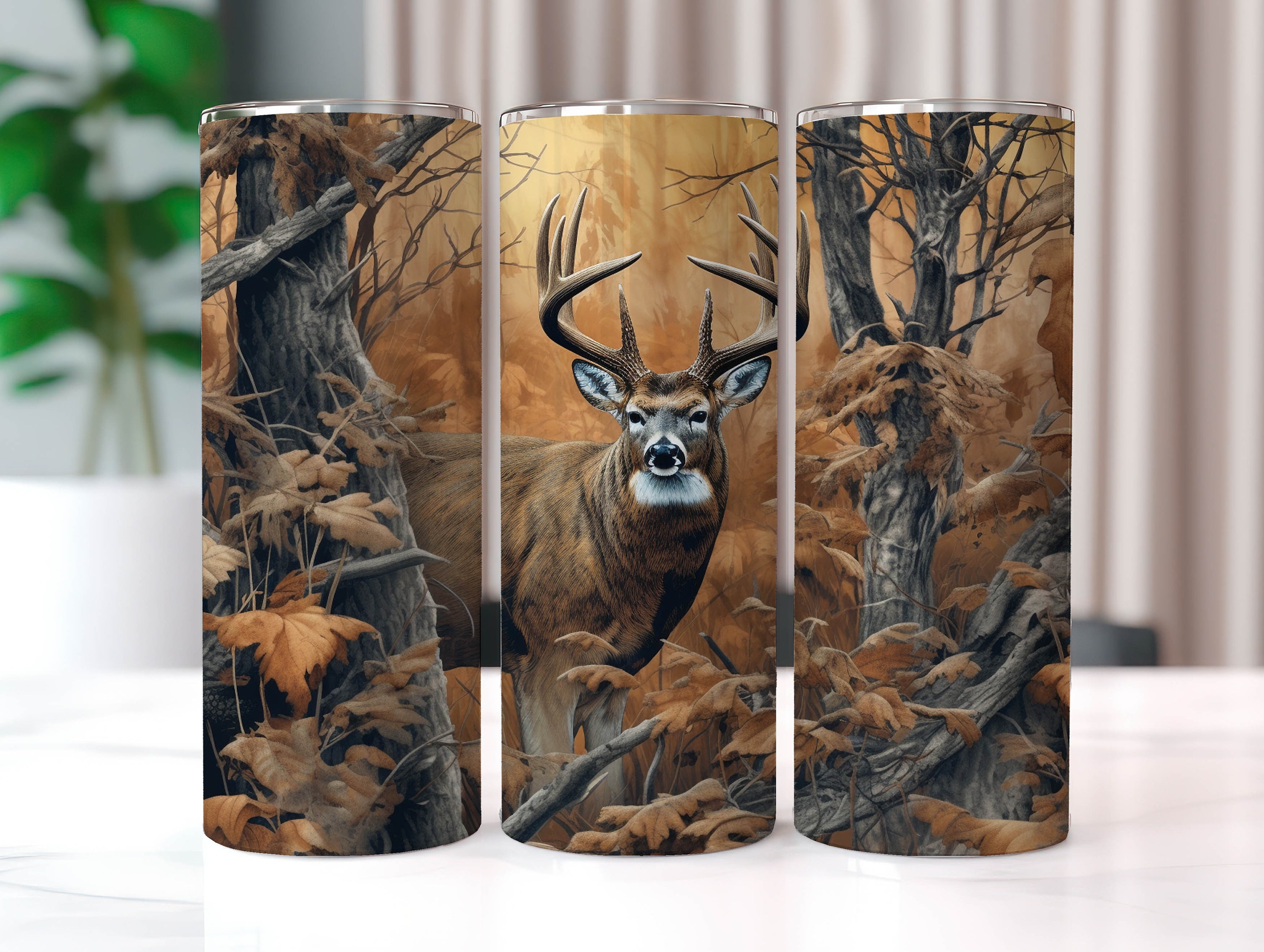 Deer Hunting 20 Oz Skinny Tumbler Sublimation Designs, Straight and ...