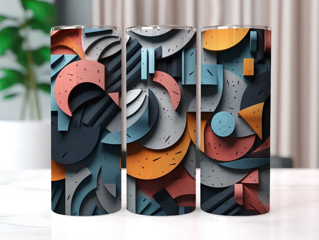 Abstract Geometric Shapes 20 Oz Skinny Tumbler Sublimation Designs ...