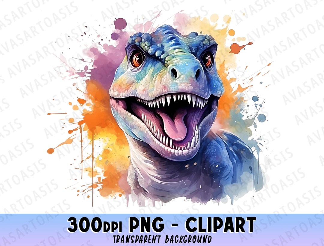 Watercolor T-rex Dinosaur Clip Art, 300dpi PNG, Dinosaur PNG, Kids ...