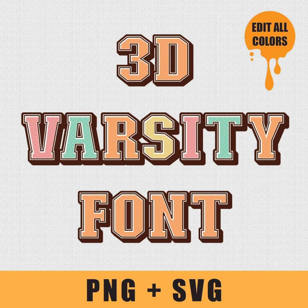 3D Varsity Font SVG PNG, Varsity Letters, Jersey Numbers, Alphabet Png ...