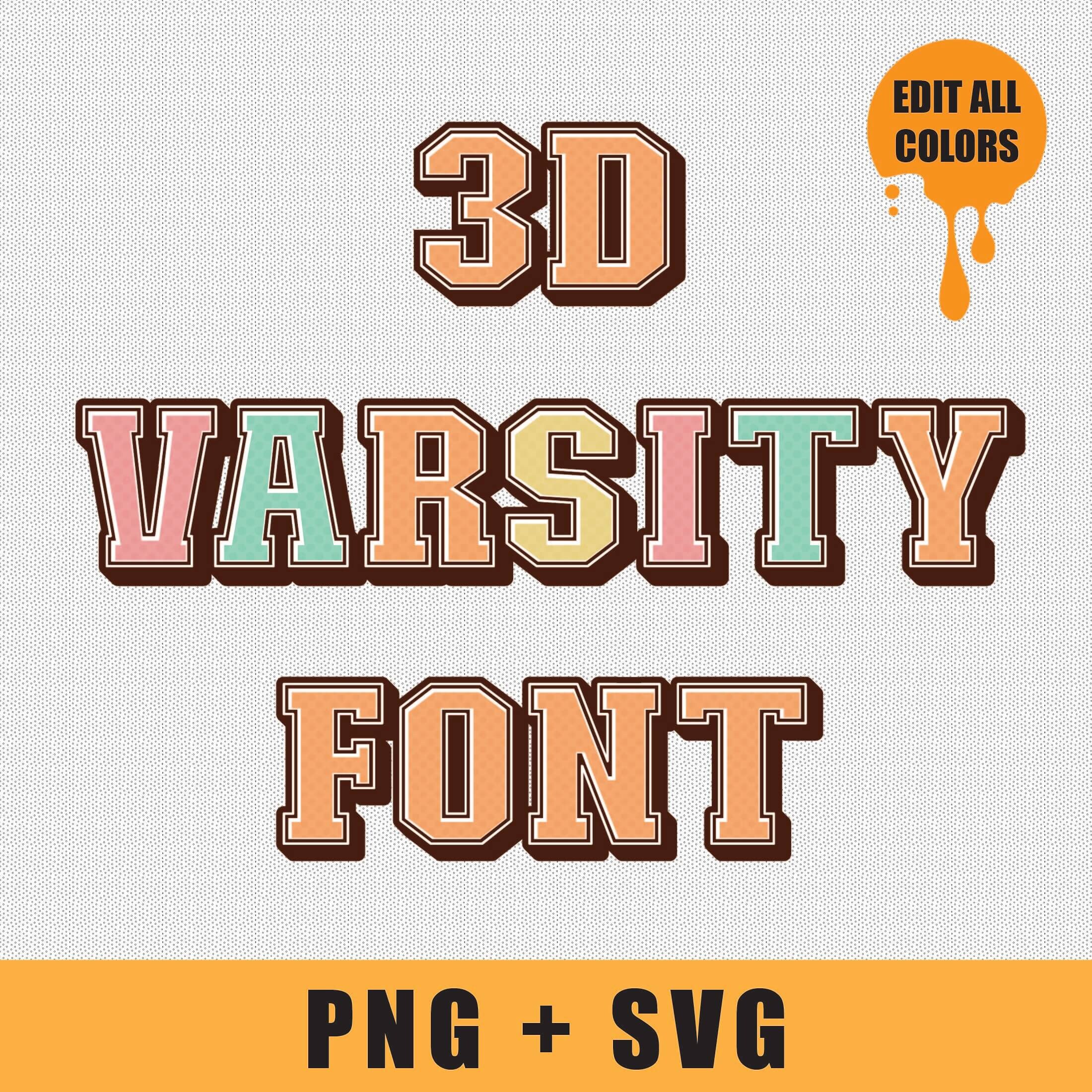 3D Varsity Font SVG PNG, Varsity Letters, Jersey Numbers, Alphabet Png ...