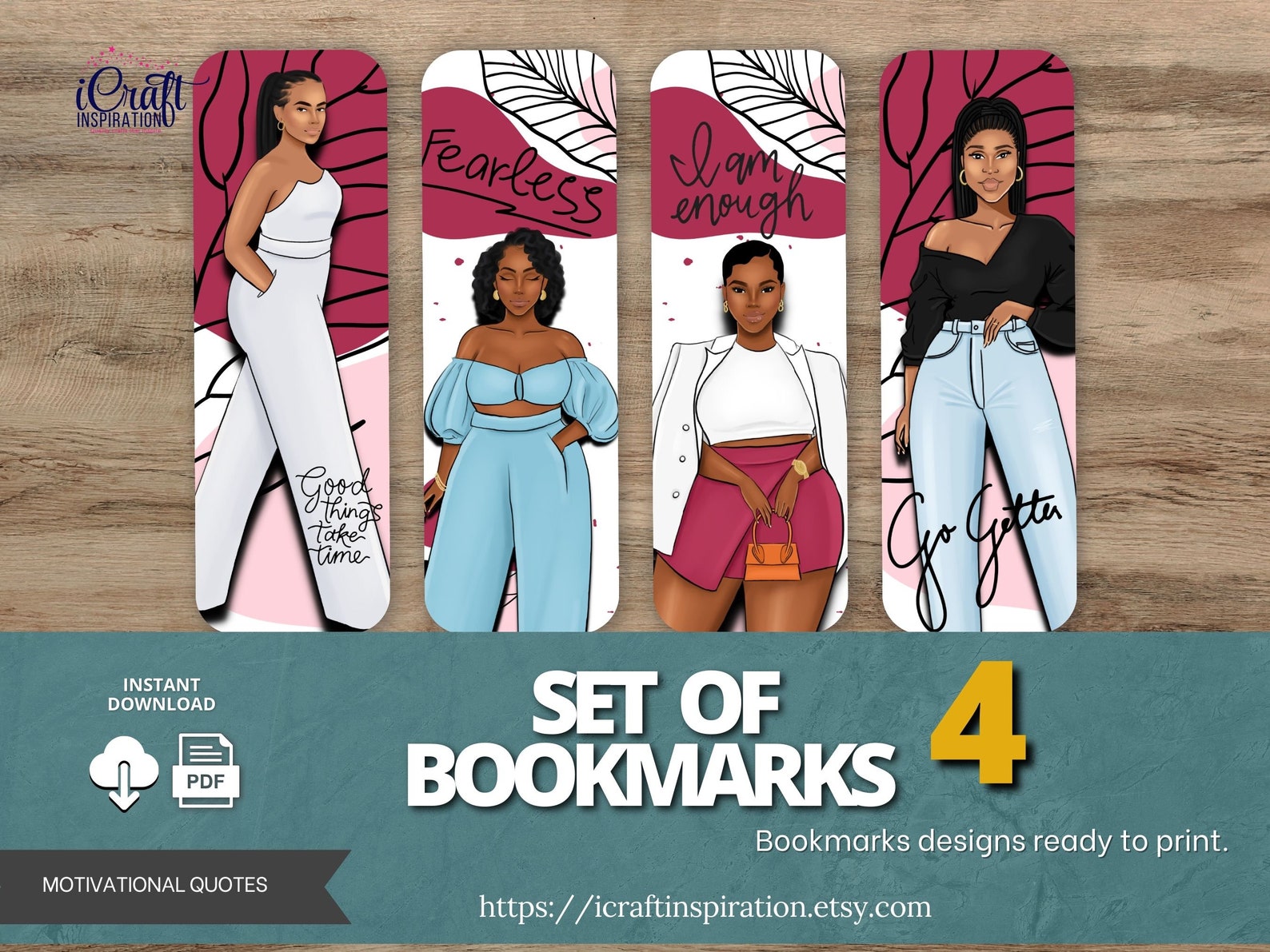 4 Printable Bookmarks | Motivational Quotes | Positive Affirmation ...