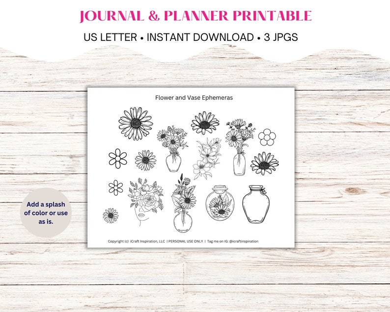 Flower & Vase Printable - Etsy