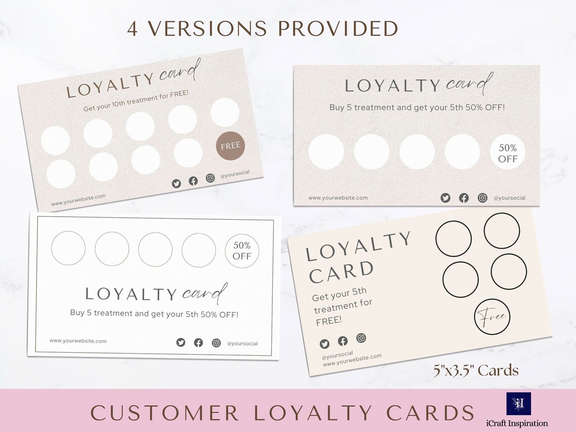Customer Loyalty Card Template, Customer Punch Card, Reward Cards ...