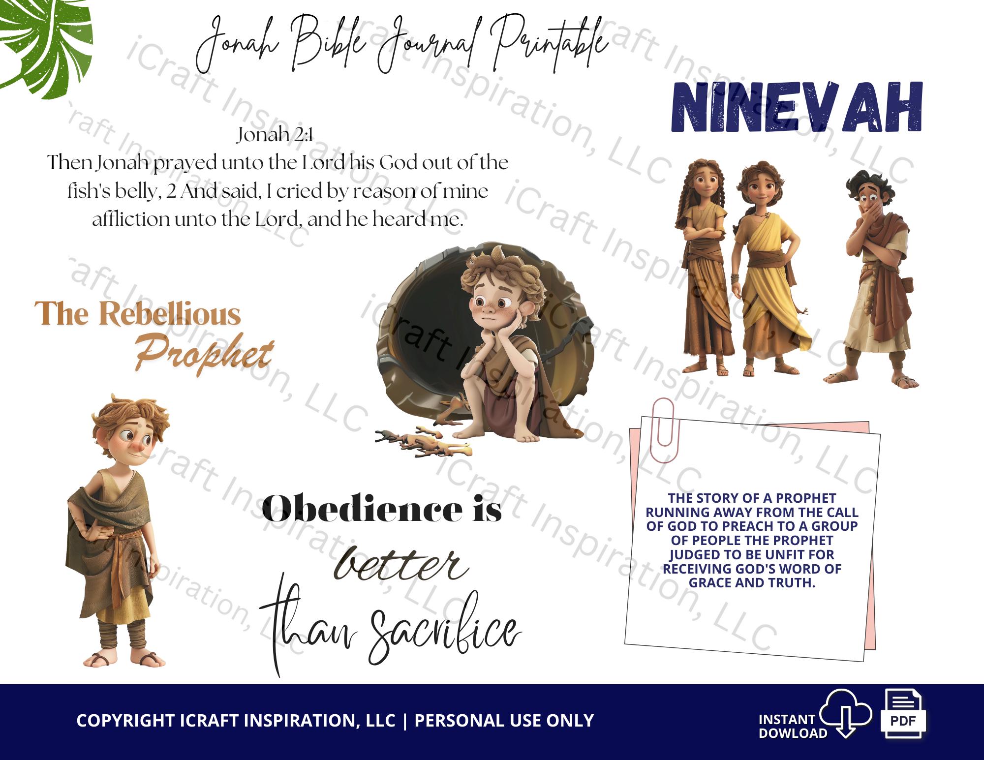 Jonah and the Fish Bible Journal Printable. Faith Planner. Christian ...