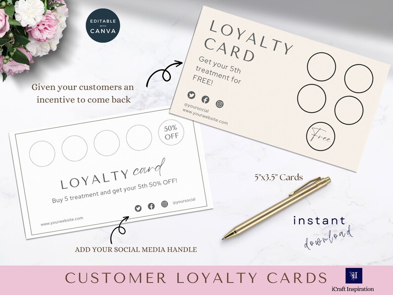 Customer Loyalty Card Template, Customer Punch Card, Reward Cards ...