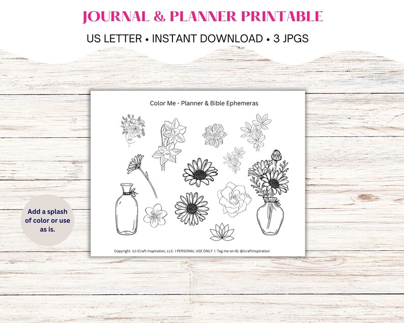 Flower & Vase Printable - Etsy