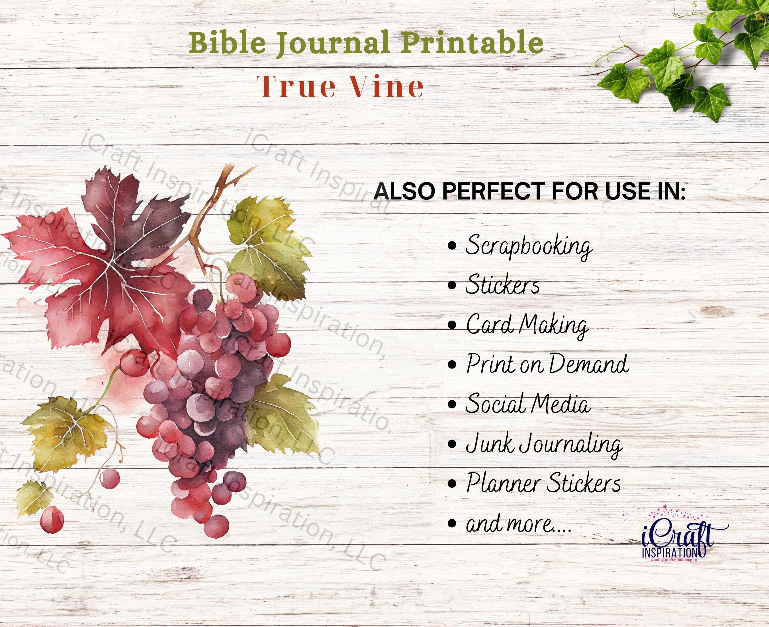 Bible Journal Printable. True Vine Printable. Journal/planner Printable ...