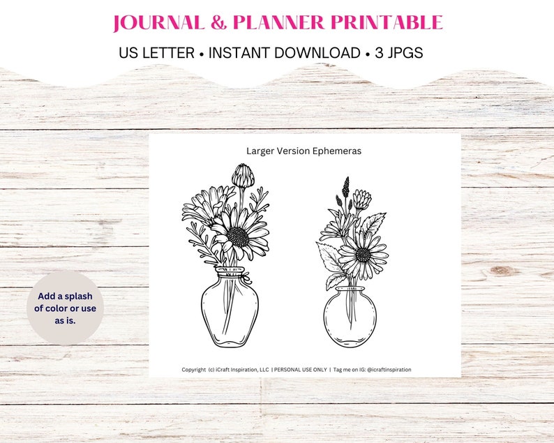 Flower & Vase Printable - Etsy