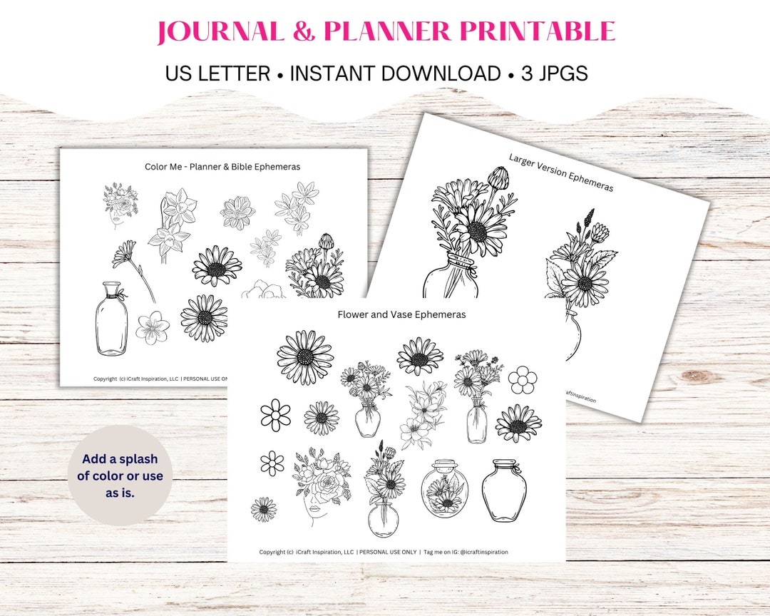 Flower & Vase Printable - Etsy