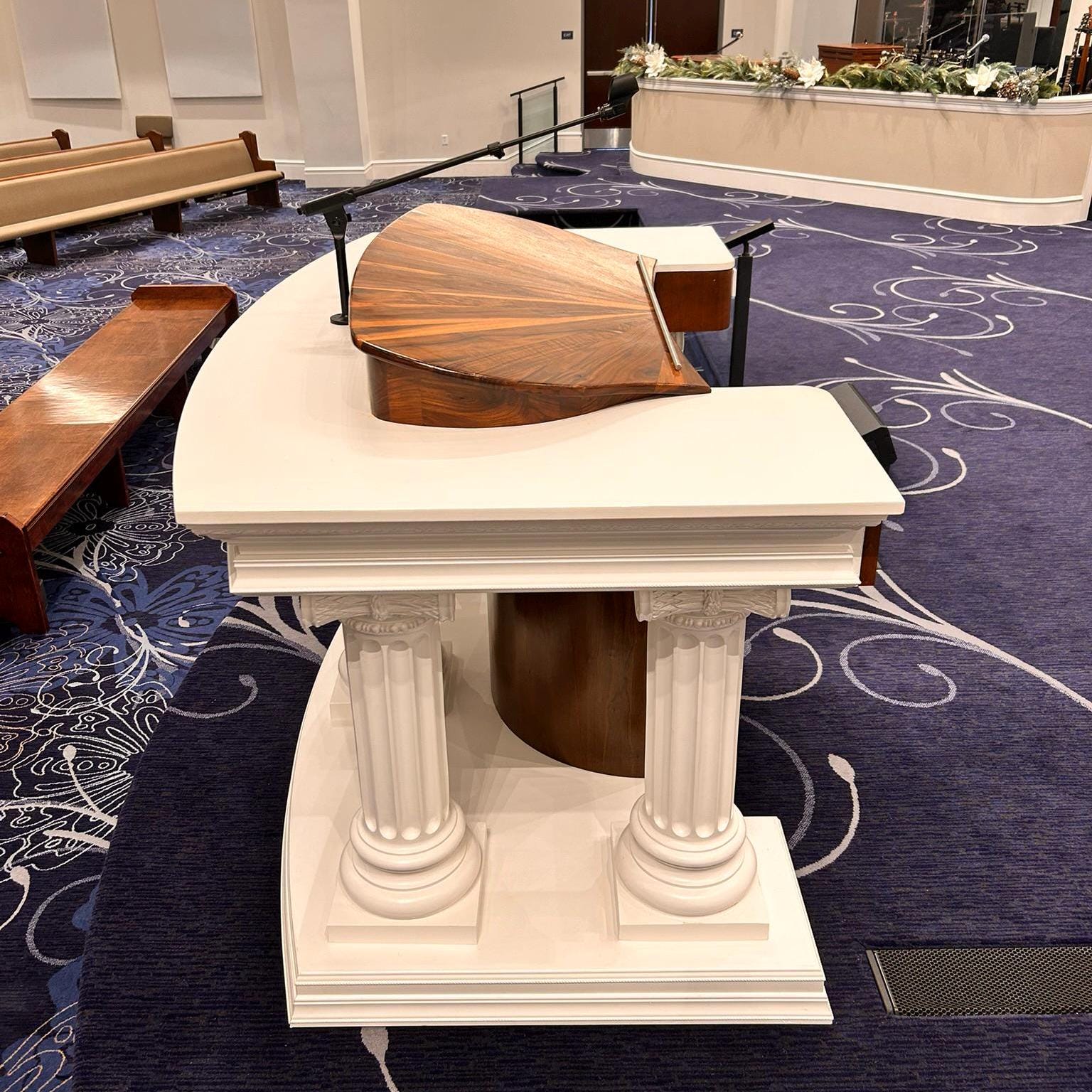 Christian Pulpit With Black Walnut Desk Podium Sunburst Design - Etsy