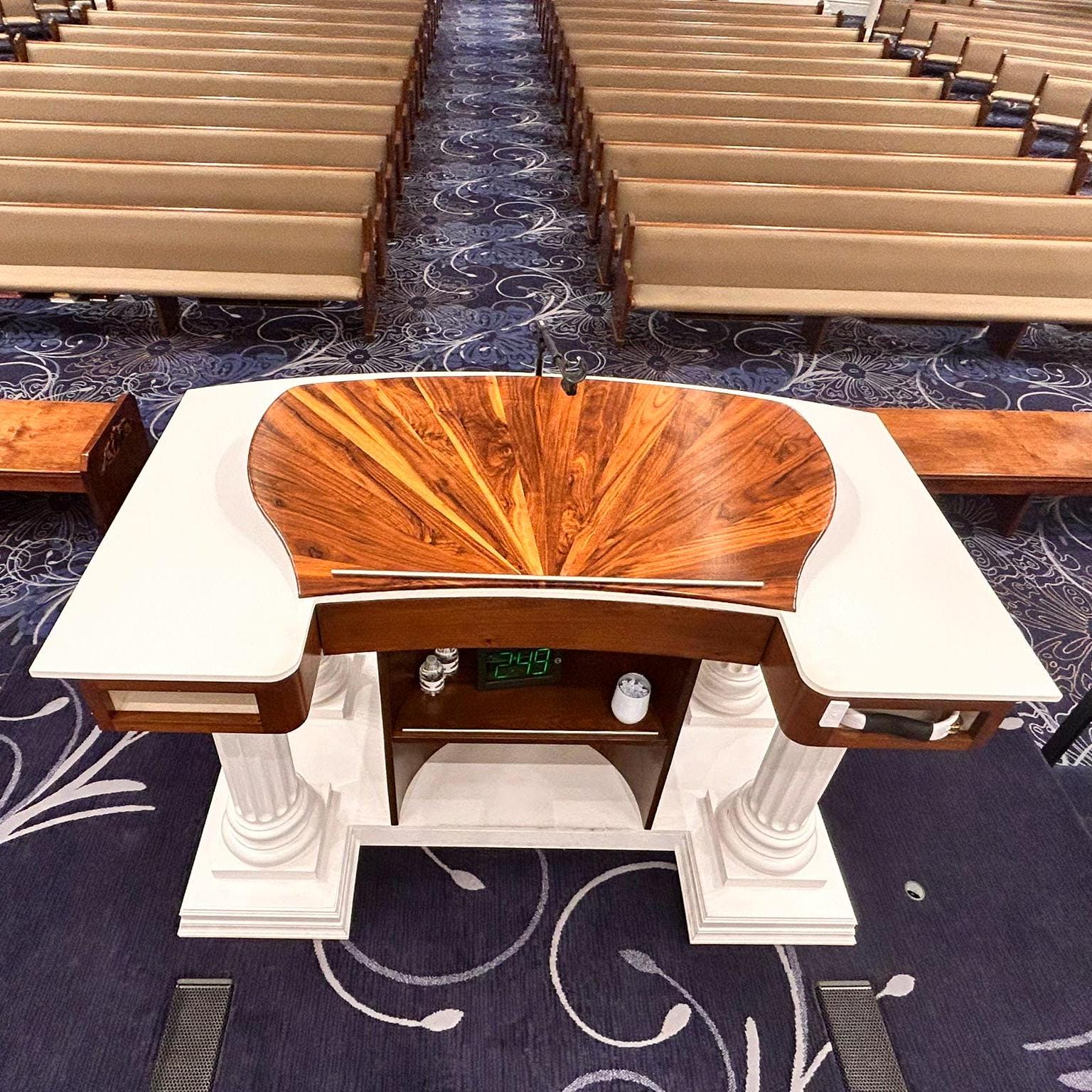 Christian Pulpit With Black Walnut Desk Podium Sunburst Design - Etsy