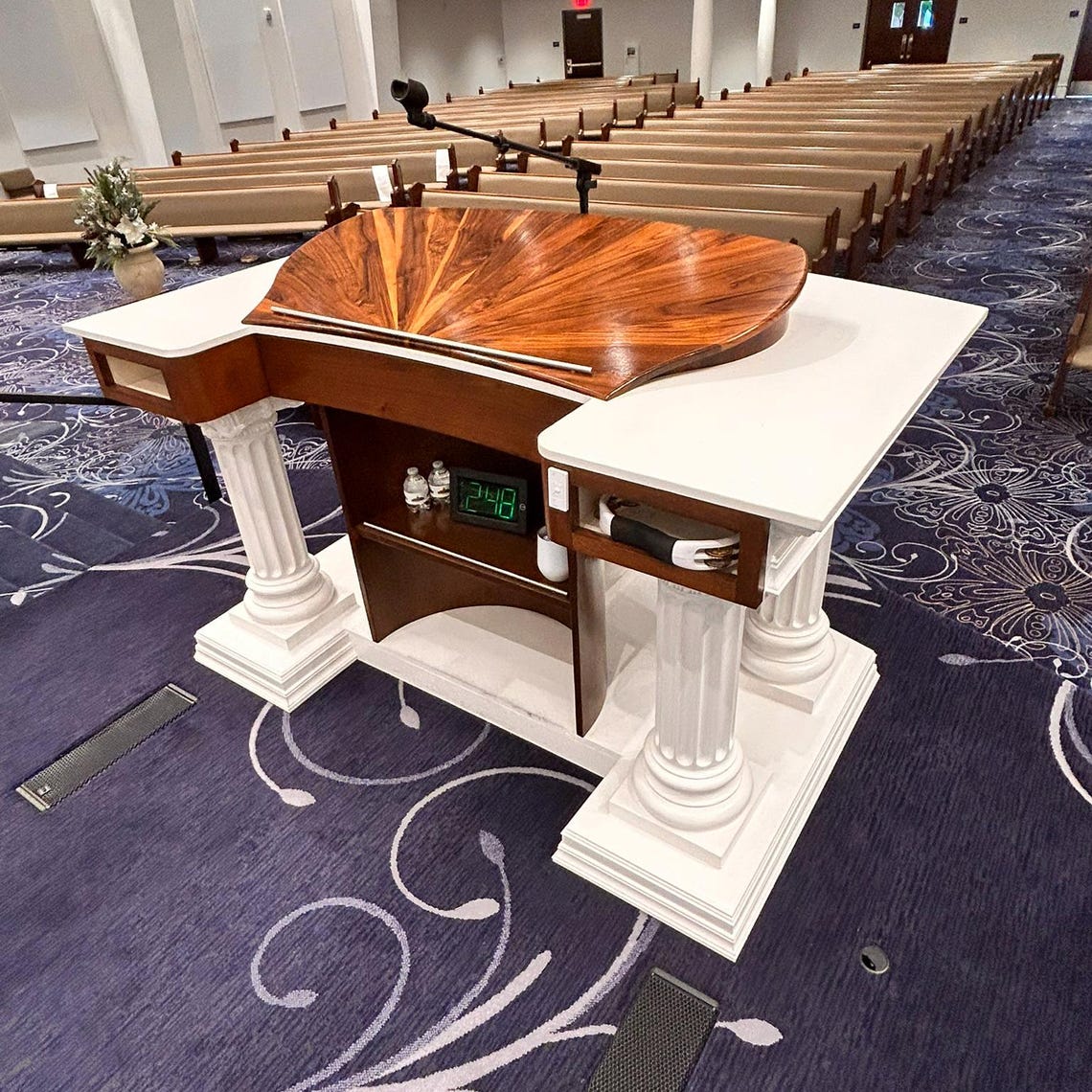 Christian Pulpit With Black Walnut Desk Podium Sunburst Design - Etsy