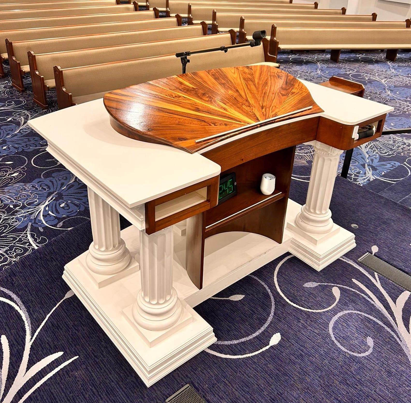 Christian Pulpit With Black Walnut Desk Podium Sunburst Design - Etsy