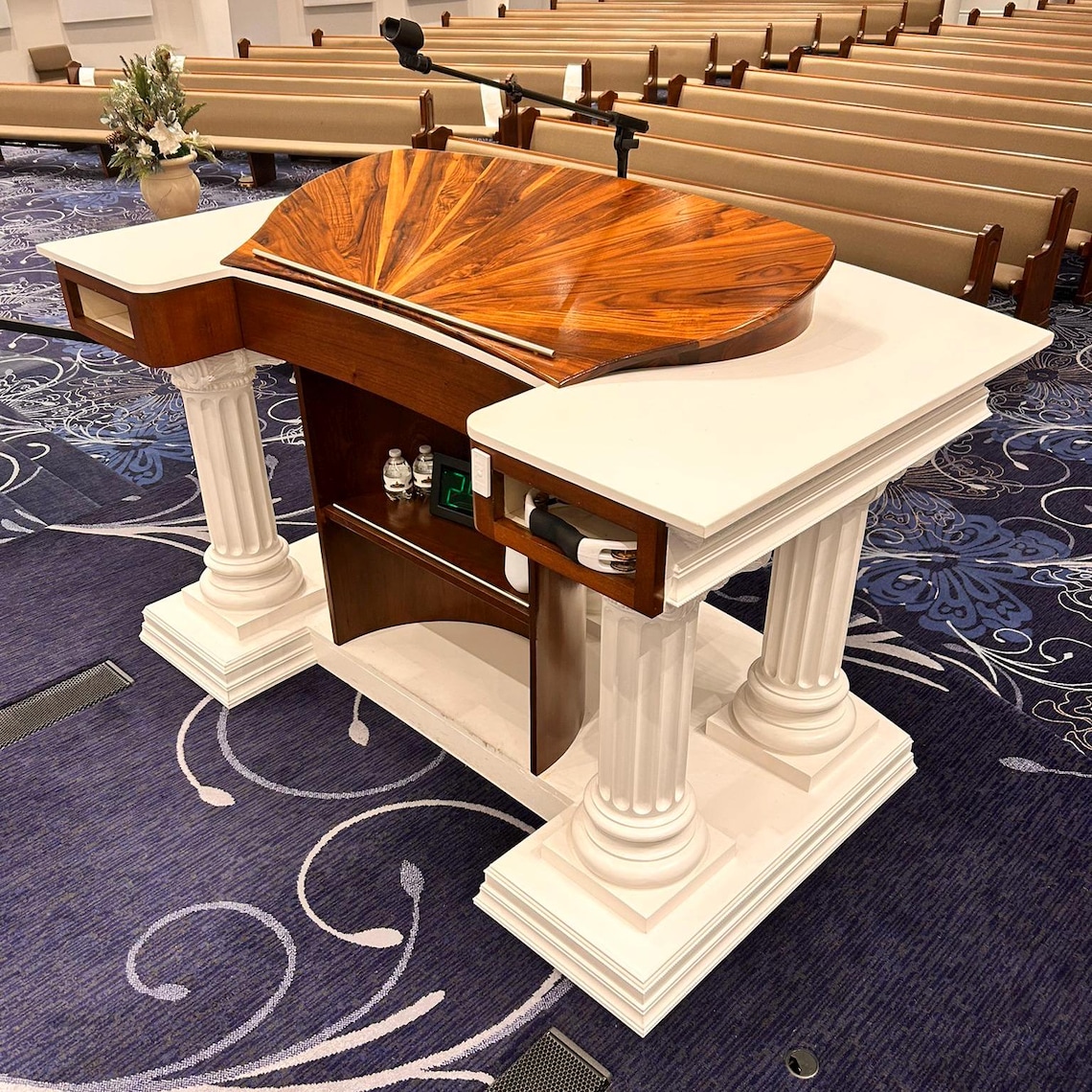 Christian Pulpit With Black Walnut Desk Podium Sunburst Design - Etsy