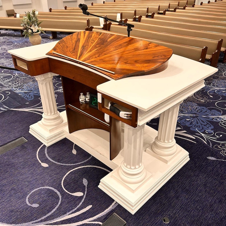 Christian Pulpit With Black Walnut Desk Podium Sunburst Design - Etsy