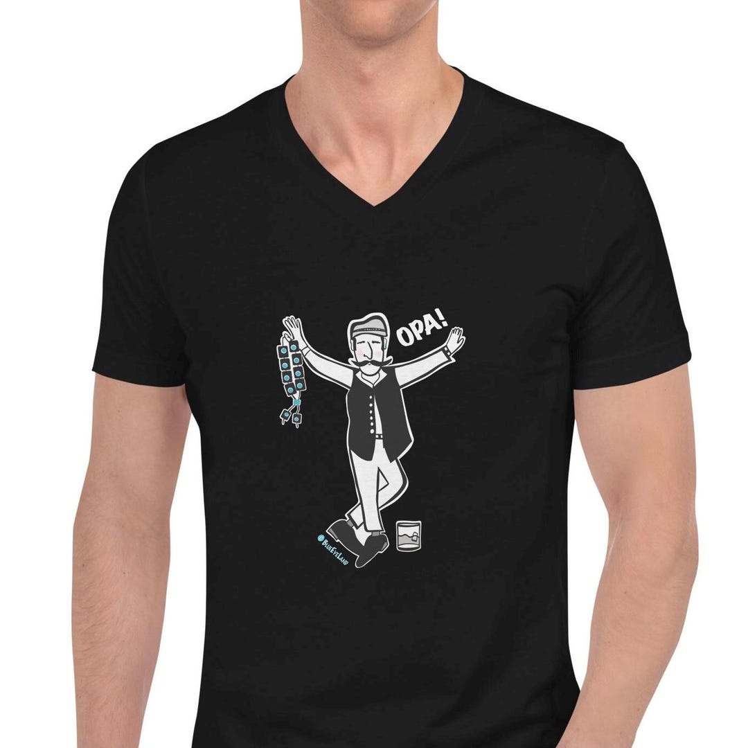 Opa, Greek Dance, Greek Festival Unisex Short Sleeve V-neck T-shirt - Etsy