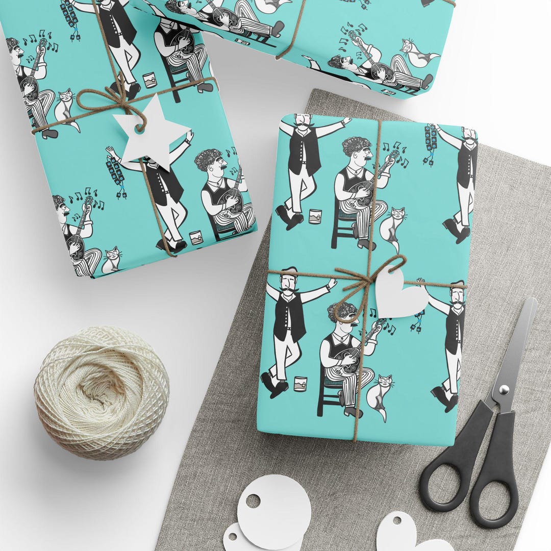 Greek Music and Dancing Celebration Wrapping Paper, Greek Party Decor ...