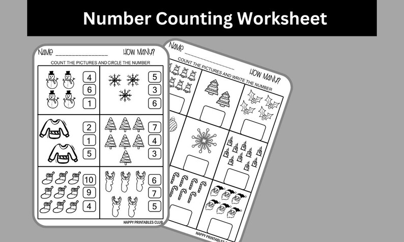 Number Counting Worksheet Printable | Preschool & Kindergarten Math ...