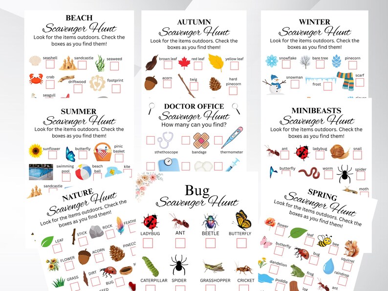 Scavenger Hunt Game Bundle, Themed Hunts, Nature Scavenger Hunt Bundle ...
