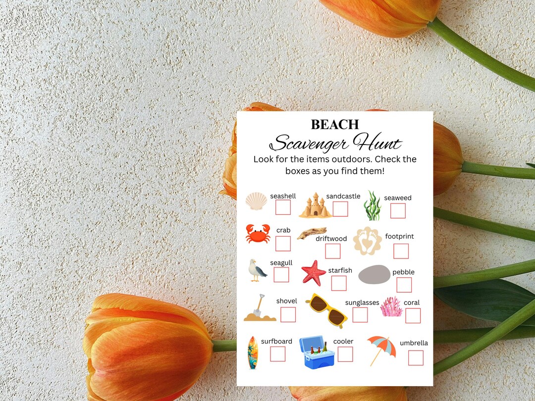 Beach Scavenger Hunt, Vacation Scavenger Hunt, Summer Treasure Hunt ...