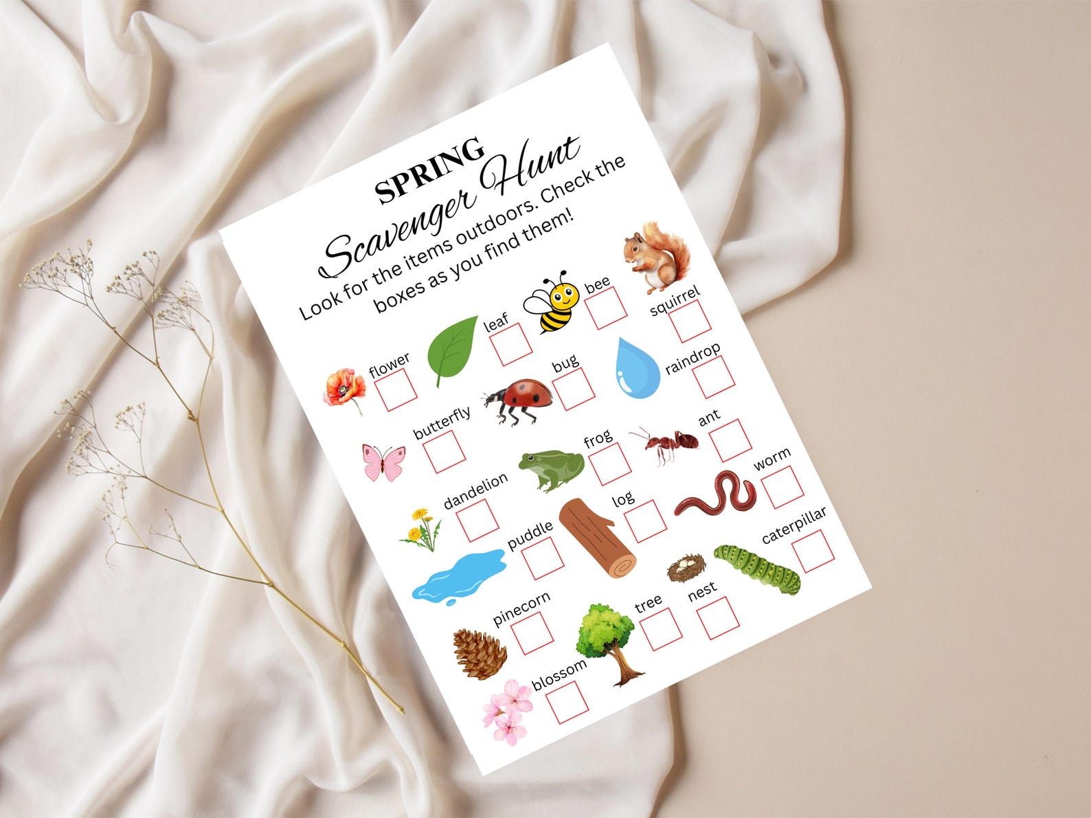 Spring Scavenger Hunt, Printable Outdoor Scavenger Hunt Game ...