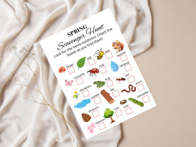 Spring Scavenger Hunt, Printable Outdoor Scavenger Hunt Game ...