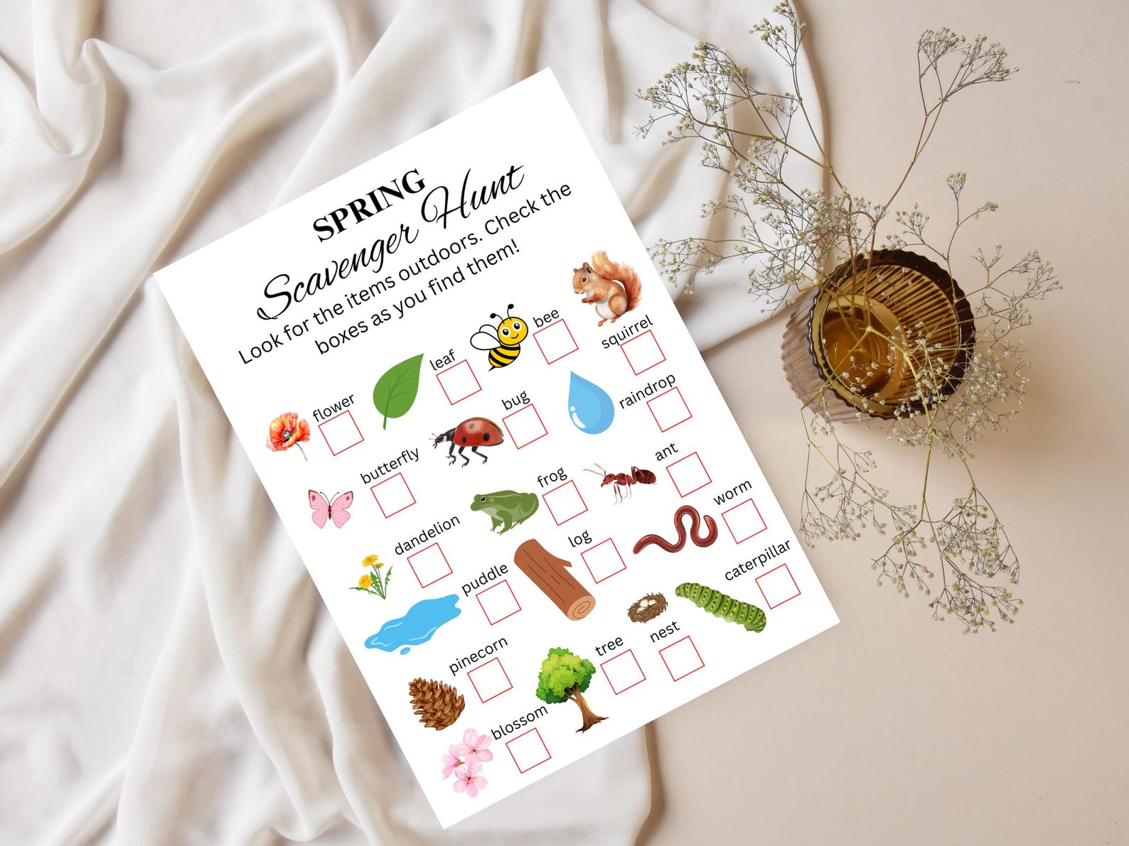 Spring Scavenger Hunt, Printable Outdoor Scavenger Hunt Game ...