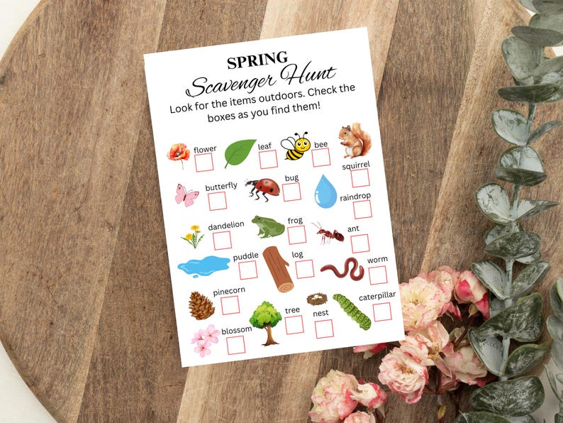 Spring Scavenger Hunt, Printable Outdoor Scavenger Hunt Game ...