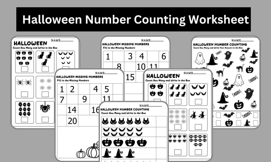 Halloween Number Counting Worksheet, Preschool Classroom, Counting ...