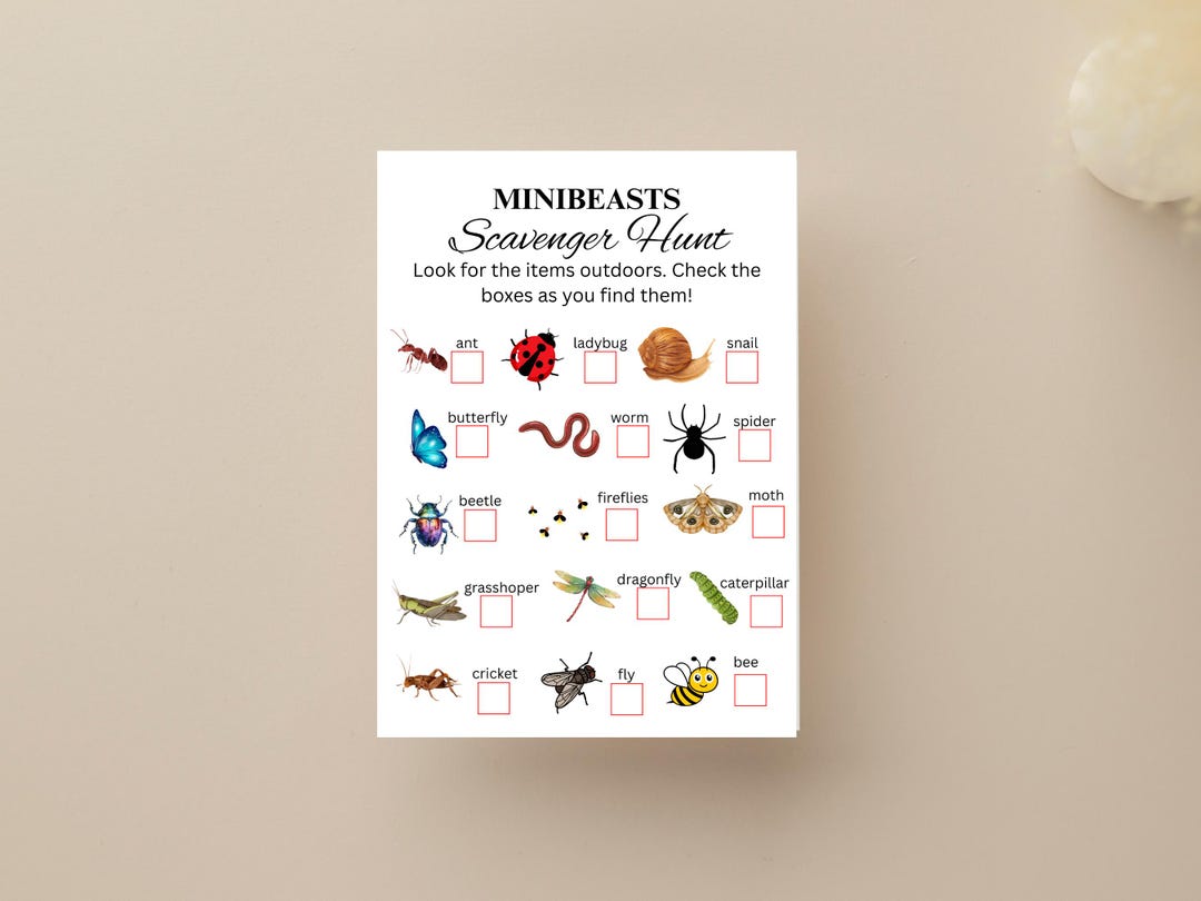 Minibeasts Scavenger Hunt, Outdoor Beast Search Activity, Kids Birthday ...