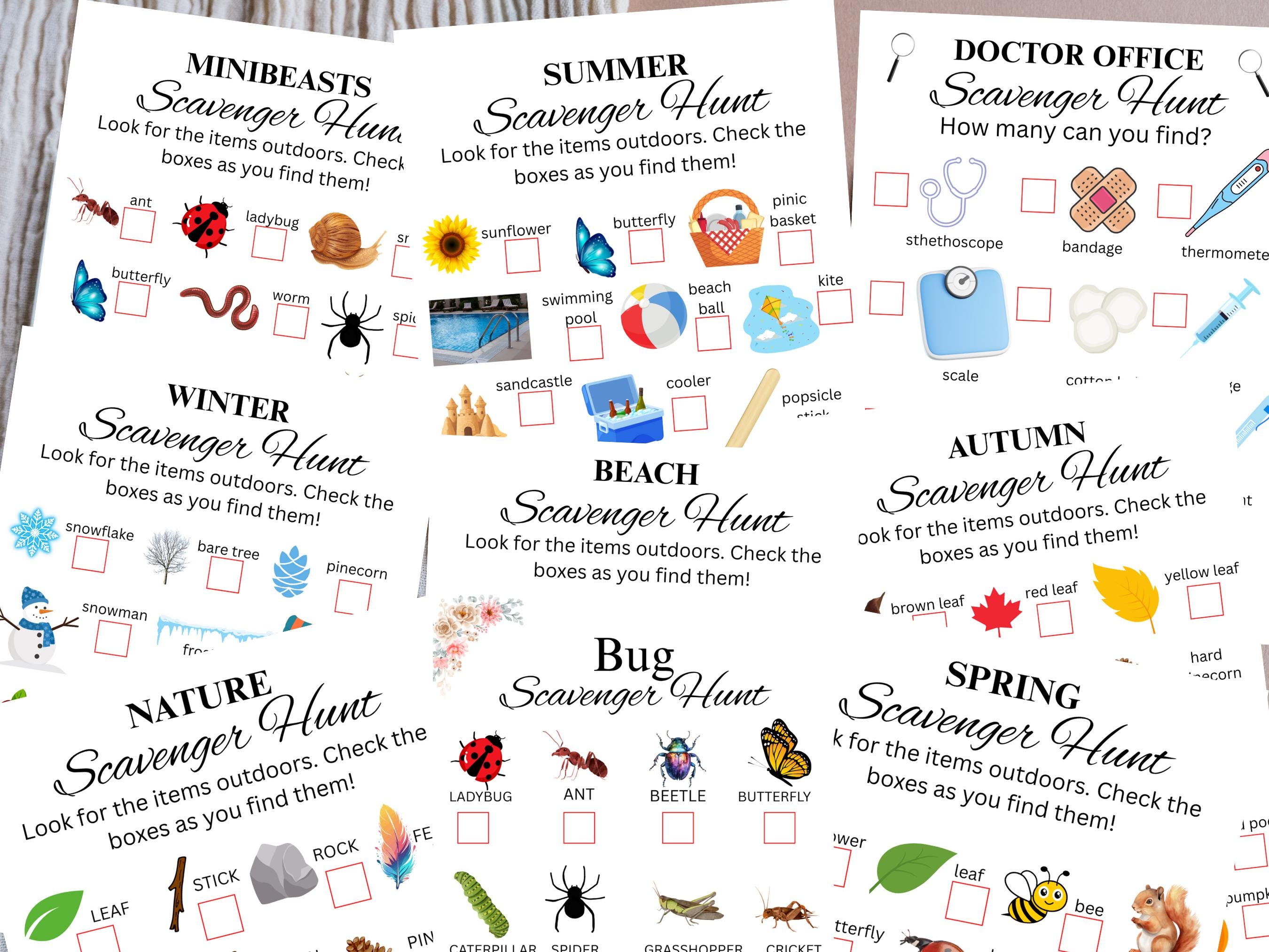 Scavenger Hunt Game Bundle, Themed Hunts, Nature Scavenger Hunt Bundle ...