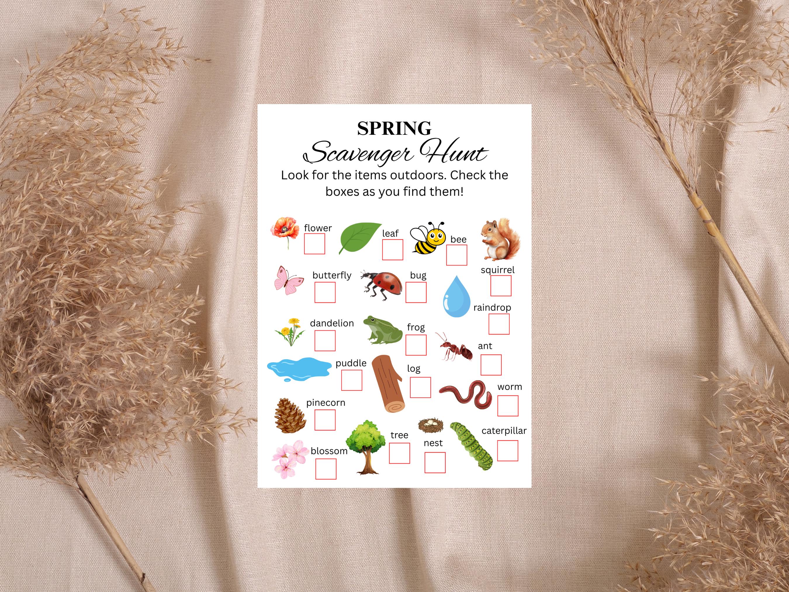 Spring Scavenger Hunt, Printable Outdoor Scavenger Hunt Game ...