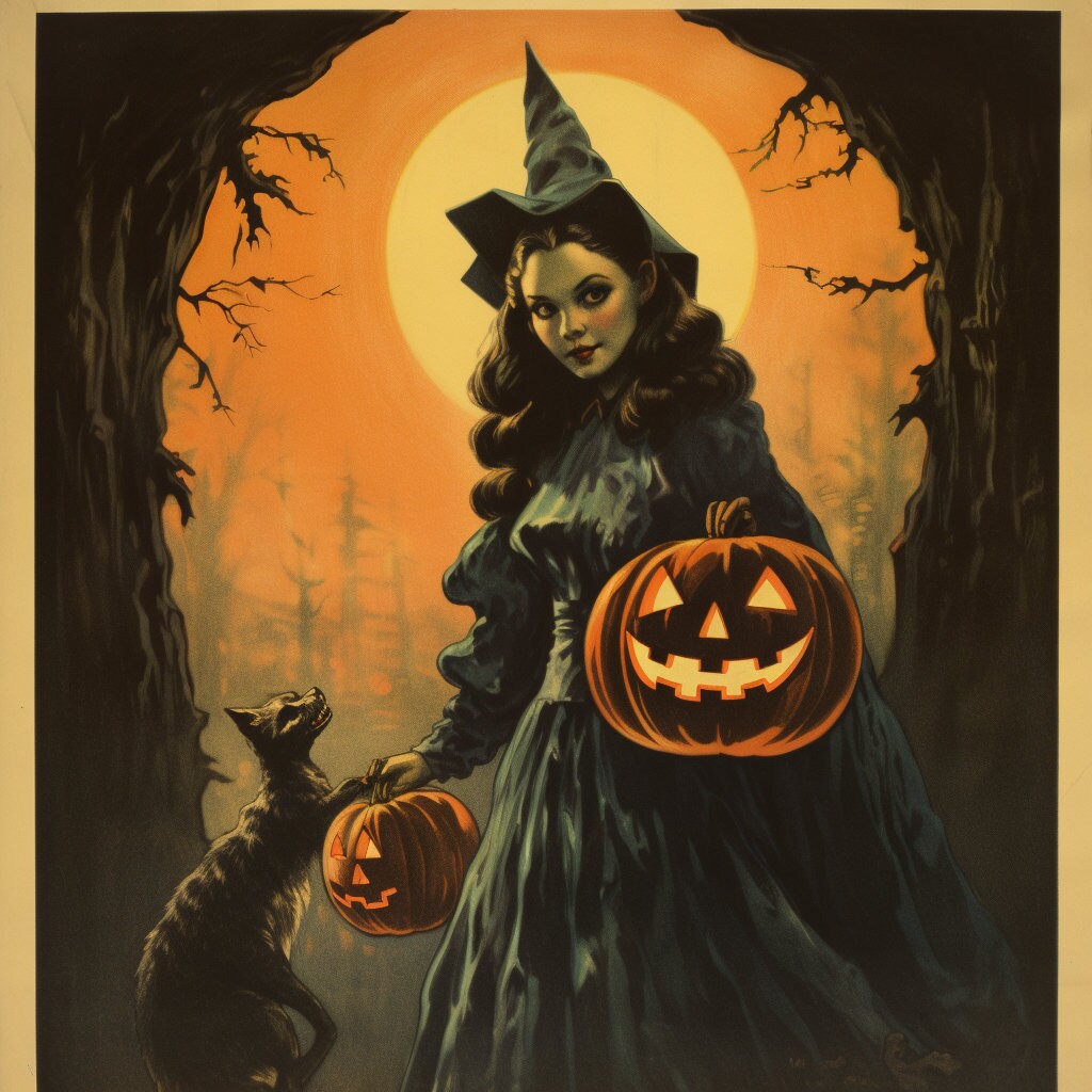 Digital Set of 4 New Special Vintage Halloween Posters for - Etsy