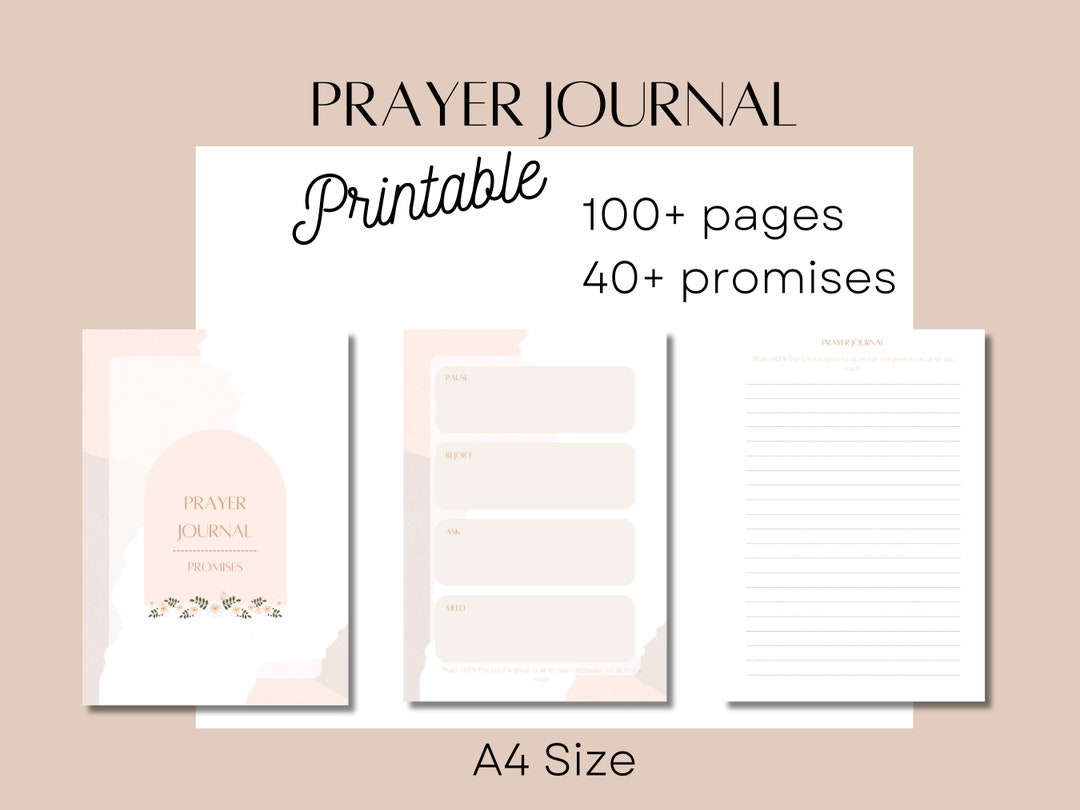 100 Page Prayer Journal Printable Daily Prayer Planner Promises of God ...