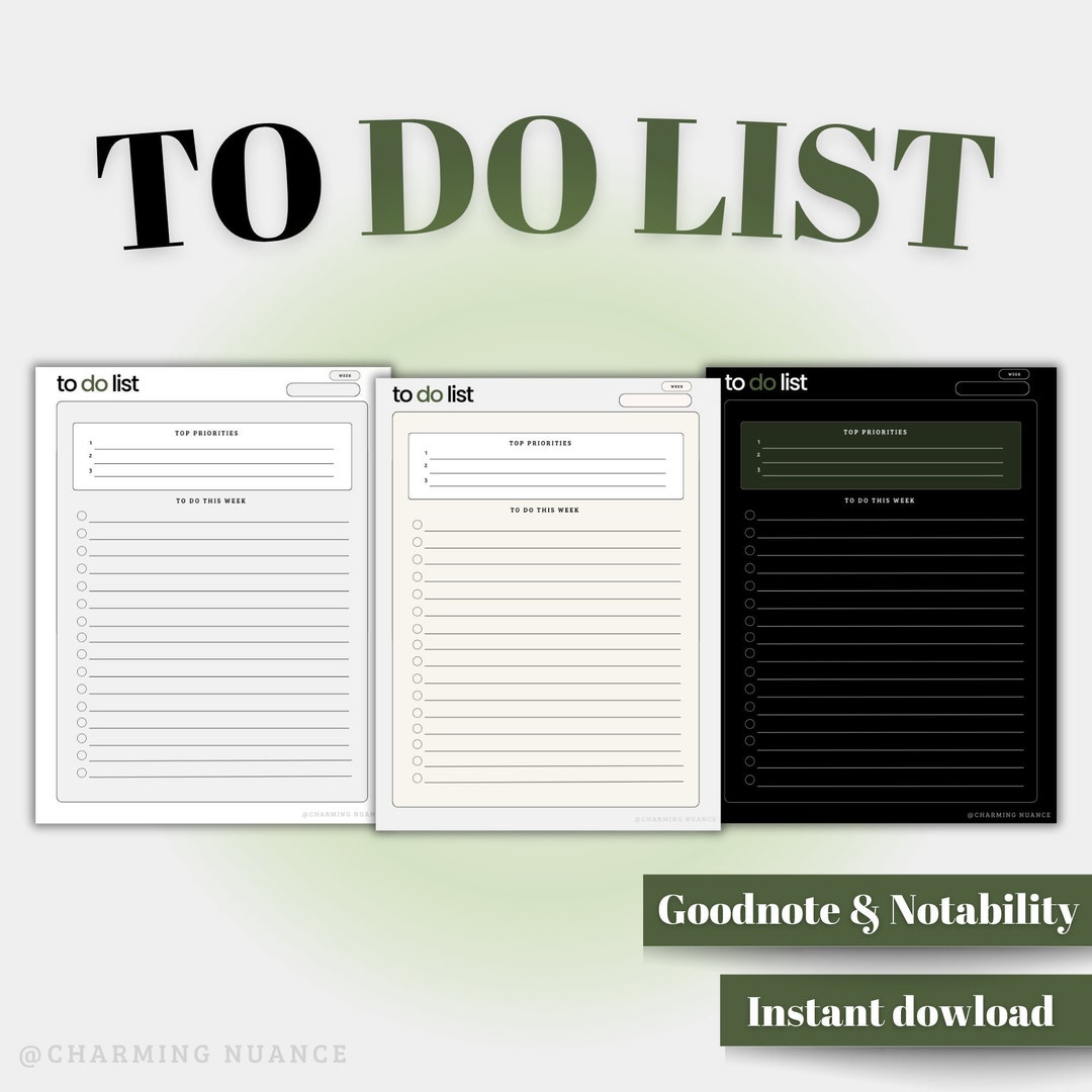 To Do List Template Charmingnuance to Do List iPad Planner Goodnotes ...