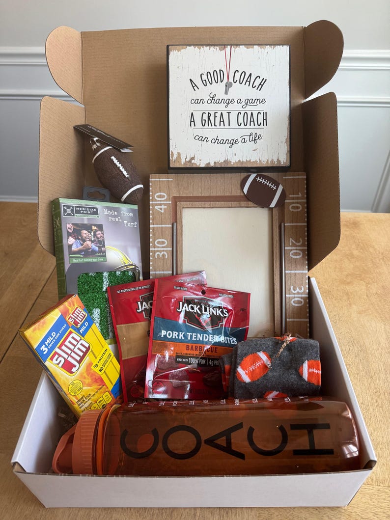Custom Name Football Coach Gift, Football Coach Gift, Football Gift Box ...